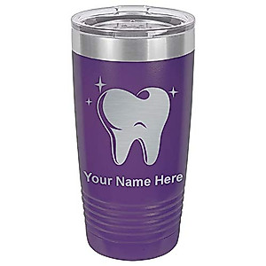 LaserGram 20oz Vacuum Insulated Tumbler Mug, Tooth, Personalized Engraving Included (Dark Purple)