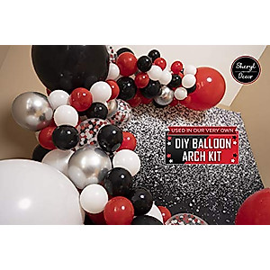 100 Red Black and White Balloons - Small & Large Red and Black Balloons Party Decorations Supplies Pack for Deadpool Birthday, Lumberjack Baby Shower, Graduation, Pirate, Ladybug, Race Car, Poker…