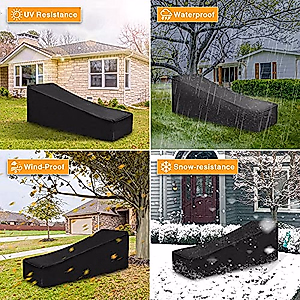SHEUIMUIYA Waterproof Patio Lounge Chair Cover Heavy Duty Outdoor Chaise Chaise Lounge Covers Chair Covers Patio Furniture Covers Waterproof (L)