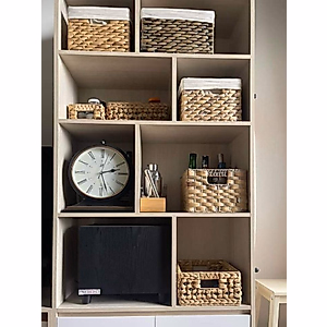 Decocoon Wicker Baskets 3 Pack, Rectangular Basket, Rattan Storage Basket, Wicker Basket with Handle, Wicker Storage Basket, Pantry Baskets Storage, Woven Baskets for Storage, Seagrass Storage Baskets