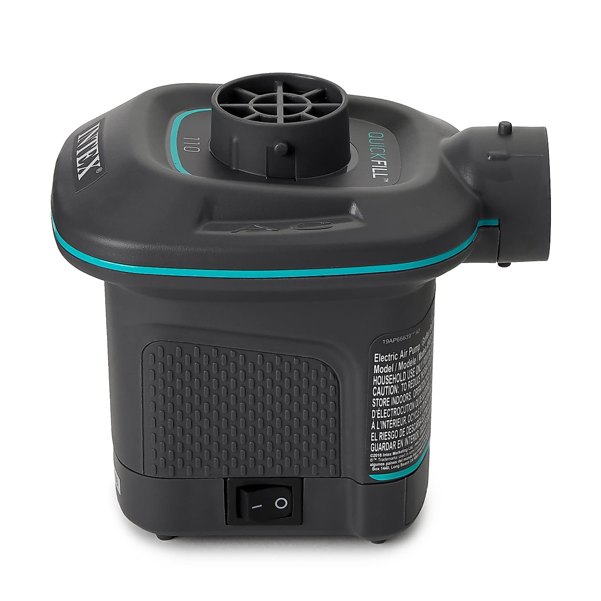 INTEX 66639E QuickFill 120 Volt AC Electric Pump: Inflates and Deflates Air Mattresses – Includes 3 Interrconnecting Nozzles – Compact Design – 650 L/Min Air Flow – Indoor Use