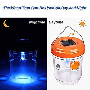 Petoor 2 Packs Wasp Trap - Solar Powered Bee Trap Outdoor for Yellow Jackets, Hornets and Wasps - Durable Wasp Killer and Bee Killer - Reusable Yellow Jacket Trap and Insect Trap