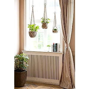 Dahey Macrame Plant Hanger Set of 3 with Hooks Indoor Hanging Planter Basket 35"/29"/23" Handmade Woven Cotton Rope Flower Pot Crochet Plant Holder Stand for Boho Home Decor No Tassels,Beige