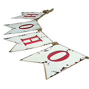 Wowser Distressed Painted Metal Ho Ho Ho Hanging Decorative Banner Sign, Christmas Seasonal Decoration,62 Inch