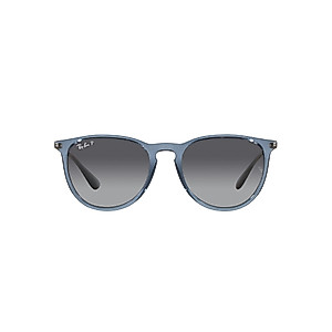 Ray-Ban RB4171 Erika Round Sunglasses, Transparent Blue/Polarized Grey Gradient, 54 mm