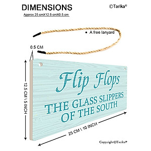 Flip Flops The Glass Slippers of The South 5X10 Inches Wood Retro Look Decoration Art Hanging Sign for Home Kitchen Bathroom Farm Garden Garage Inspirational Quotes Wall Decor
