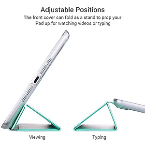 iPad Mini 3 Case,iPad Mini 2 Case,iPad Mini Case,ULAK Slim Bumper Smart Case Stand for Apple iPad Mini 1/2/3 Colorful Clear Back Cover Lightweight with Auto Sleep/Wake Function, Mint Green