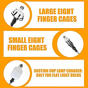 Gonoce Light Bulb Changer for High Ceilings, 11.5FT Assembled Light Bulb Pole Changer with Baskets and Suction Cup Bulb Removal Tool for High Ceilings and Recessed Lights (Aluminum)