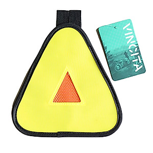 Vincita Reflective Yield Symbol with Hook & Loop Strap - High Visibility for Safety at Night - Safety Reflector for Bike Rack, Stroller, Backpack, Car Rack - Reflective Accessories (Green/Orange)