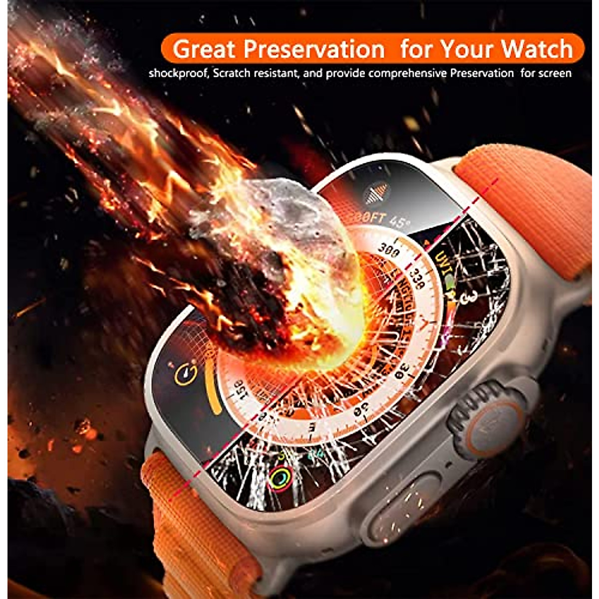 6 Pack Case with Tempered Glass Screen Protector for Apple Watch Ultra 2/Ultra 49mm, HASDON Ultra-Thin Scratch Resistant Full Protective Bumper Cover for iWatch Ultra 2/Ultra 49mm Accessories