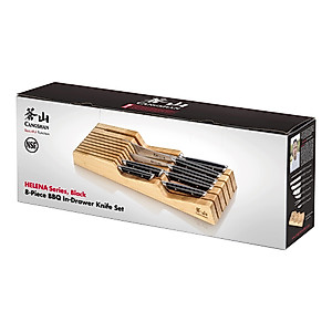 Cangshan HELENA Series German Steel Forged BBQ Knife Set (Black, 8-Piece In-Drawer Set)