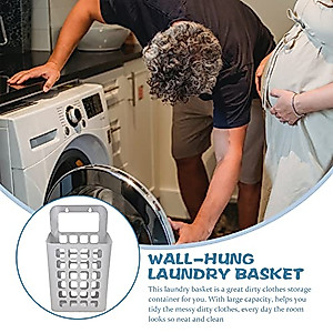 Cabilock for Handle Clo Container Toy Grey Clothes Pink Bedroom Organizer Green Dirty Household Small, Sorter B Bucket Plastic Dorm Hamper Basket Detachable Mesh Large, Hanging Wall