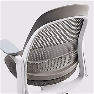 Haworth Breck Office Chair - Ergonomic Desk Seat with Height-Adjustable Lumbar Support, White Trim, Duo-Tone Hard Casters, and 4D-Arms (Stone)