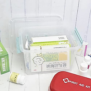 Ucake 8 Quart Plastic Small Storage Box with Handel, Clear Storage Bin with Lid, 6 Pack