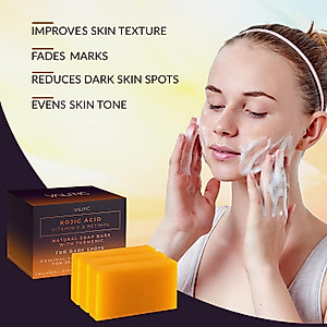 VALITIC Kojic Acid Vitamin C and Retinol Soap Bars with Turmeric for Dark Spot - Original Japanese Complex Infused with Collagen, Hyaluronic Acid, and Vitamin E (3 Pack)