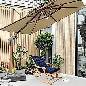 Srutirbo High Back Rocking Chair Cushion Indoor Outdoor 47”x19” Rocking Chair Pads Lounge Chair Cushion, Soft Recliner Cushion Not-Slip Patio Garden Chaise Lounger Cushion with Strap (Navy Blue)