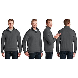 Kappa Sigma Quarter Zip Cadet Collar Sweatshirt - Kappa Sigma Fraternity Merchandise (L) Dark Heather