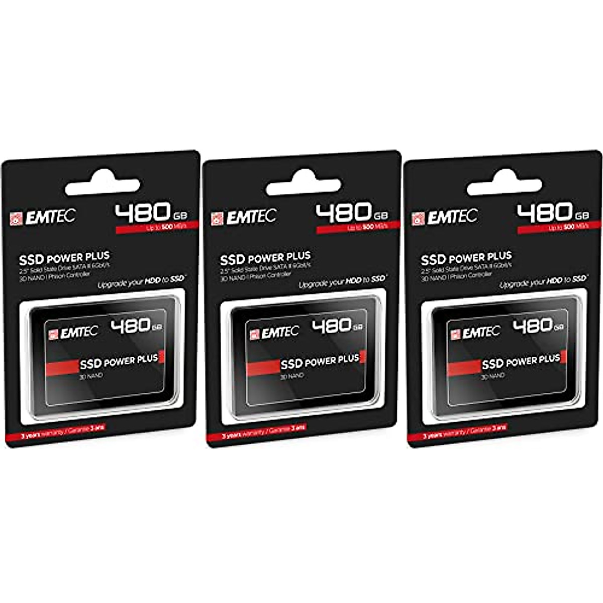 Emtec 480GB X150 Power Plus 3D NAND 2.5” SATA III Internal Solid State Drive (SSD) ECSSD480GX150 (3-Pack)