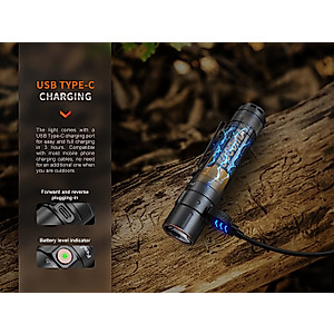 Fenix Dual Battery Bundle E35R EDC Flashlight, 3100 Lumens USB-C Rechargeable High Lumen Performance Flashlight with Extra ARB-L21-5000 and LumenTac Battery Case