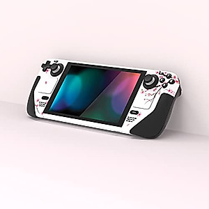 PlayVital Full Set Protective Skin Decal for Steam Deck, Custom Stickers Vinyl Cover for Steam Deck Handheld Gaming PC - Falling Cherry Blossom