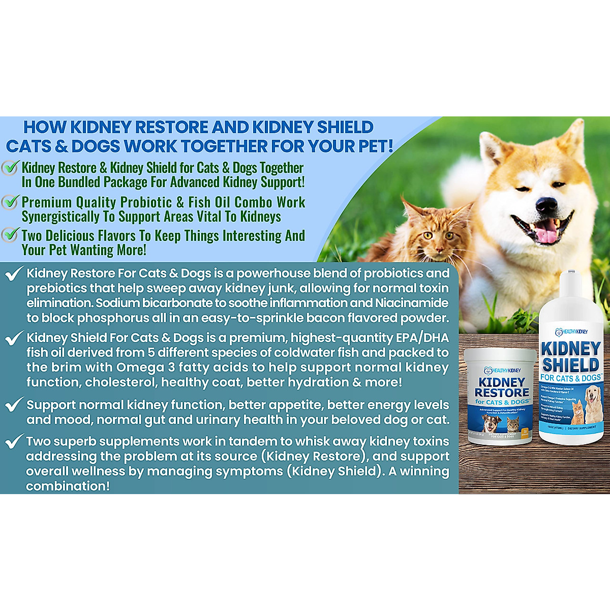 Kidney Restore and Kidney Shield for Cats & Dogs Two-Pack