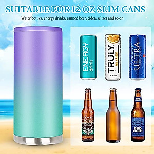 Slim Can Cooler, 12oz Skinny Can Cooler Insulated To Keep Your Drink Cold, Can Holder Sleeve for Slim Beers, Hard Seltzers, Beverages and Soda (Gradient Purple)