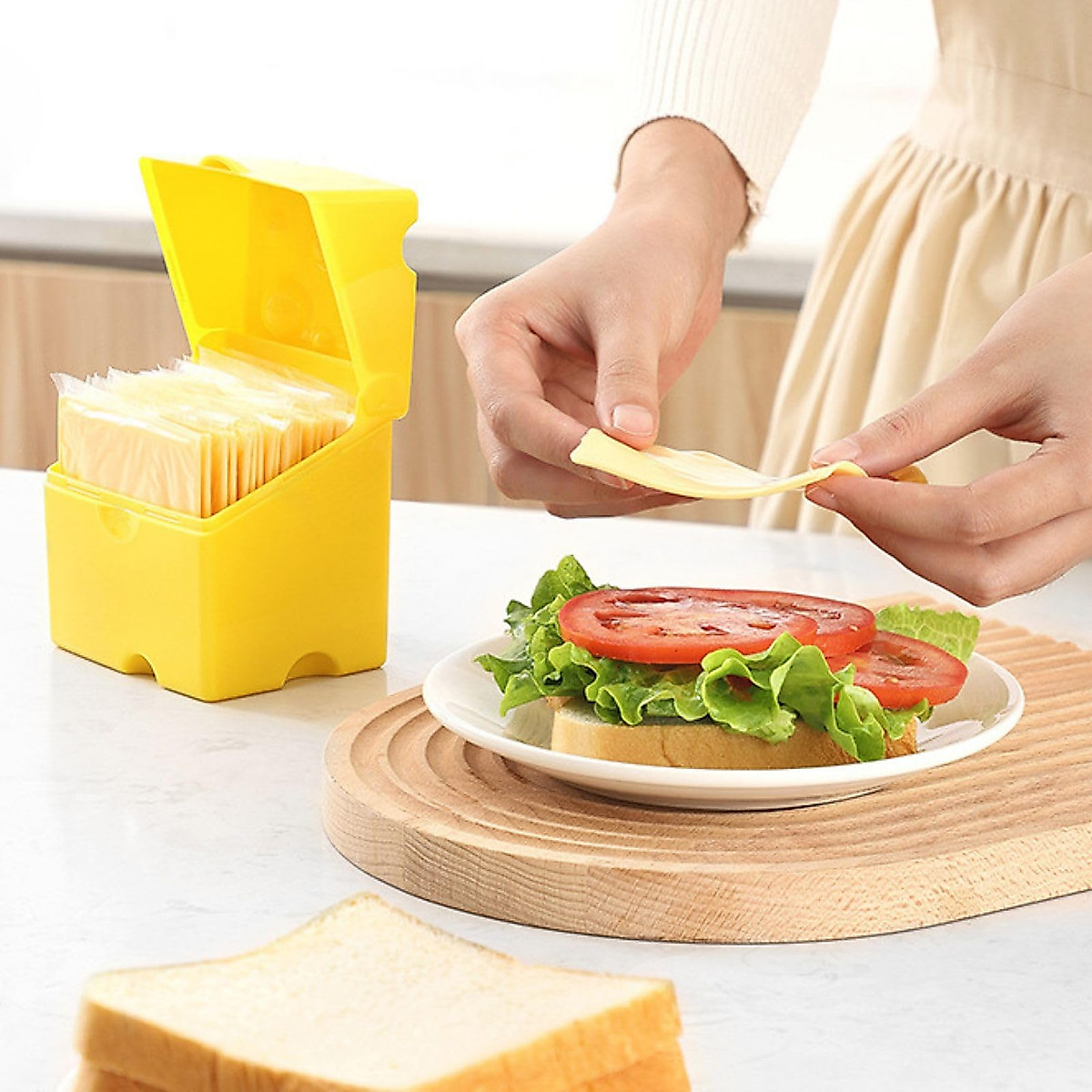 Sliced Cheese Storage Container Cheese Slice Holder Plastic Butter Block Cheese Slice Storage Box with Flip Lid Sliced Cheese Saver Keeper