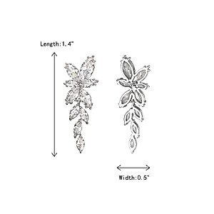 Crysdue Marquise Cubic Zirconia Bridal Dangle Earrings, Wedding Earrings for Brides Bridesmaids, Formal Drop Earrings for Women Prom Pageant Clear Silver-Tone
