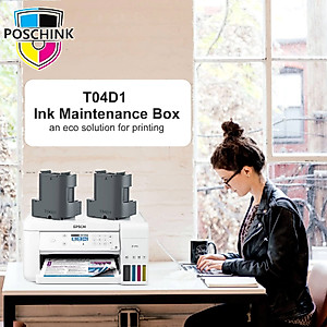 Poschink T04D1 T04D100 Ink Maintenance Box for ET-15000 ET-3750 ET-3760 WF-2860 ET-4760 ET-3850 ET-4850 XP-5100 ET-3710 ET-5150 ET-3830 ET-M1000 ST-3000 ET-M2170 Etc. Printers, 2 Packs