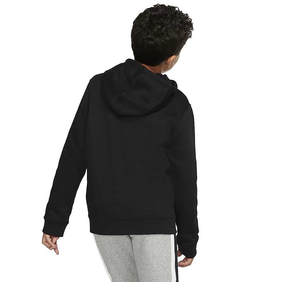 Nike Boy's NSW Club Full Zip Hoodie, Black/Black/White, Small