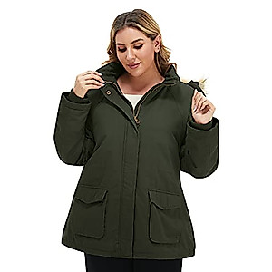 Soularge Women's Winter Plus Size Warm Faux Fur Coat Outerwear(Army Green, 5X)