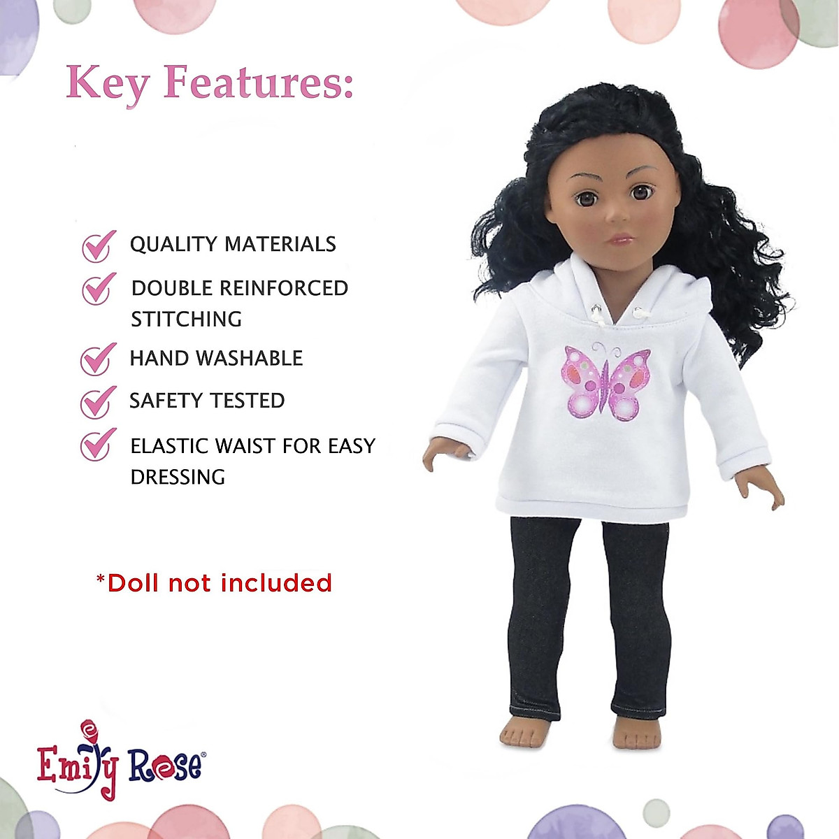 Emily Rose 18 Inch Doll Hooded Thick Sweatshirt and Jeans Casual Outdoor Clothing Outfit | Gift Boxed! | Compatible with 18-inch American Girl Dolls
