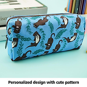 LPakin Cute Otter Canvas Pencil Case Canvas Pen Bag Pouch Gadget Stationary Case Makeup Cosmetic Bag Kawaii Box