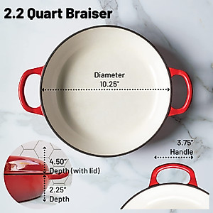 Backcountry Iron Enameled 2.25 Quart Signature Cast Iron Braiser with Lid