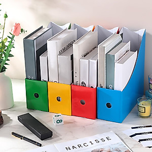 Yeaqee 48 Pcs Magazine File Holder Magazine Holder Bulk Foldable Cardboard Book Bins Desk File Holder Organizer Book Holder Boxes Cardboard Magazine Storage Box for School Office Desk, 8 Colors