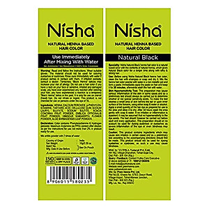Nisha Henna Based Color Dye For Hair (0.35 Ounce (Pack of 10), Natural Black)