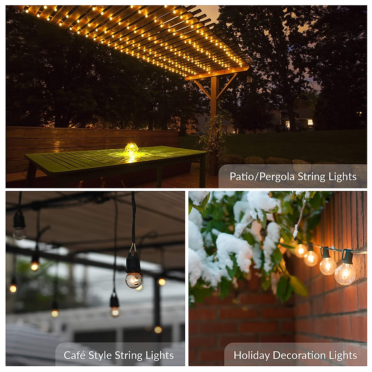 Simba Lighting String Light Outdoor Globe G40 Replacement Bulb 5W E12 Candelabra Base C7 Socket for Patio, Café, Pergola, Porch, Clear Glass, 5 Watt 110V 120V, 2700K Warm White, Dimmable, 25 Pack