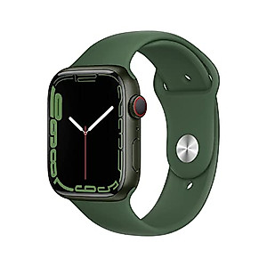 Apple Watch Series 7 (GPS + Cellular, 45mm) Green Aluminum Case with Clover Sport Band, Regular (Renewed)