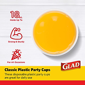 Glad Everyday Plastic Cups 18oz 36ct Red | Red Plastic Cups, 36 Count | Strong and Sturdy Red Plastic Cups for All Occasions, Hold 18 Ounces | Bulk Drinking Cups