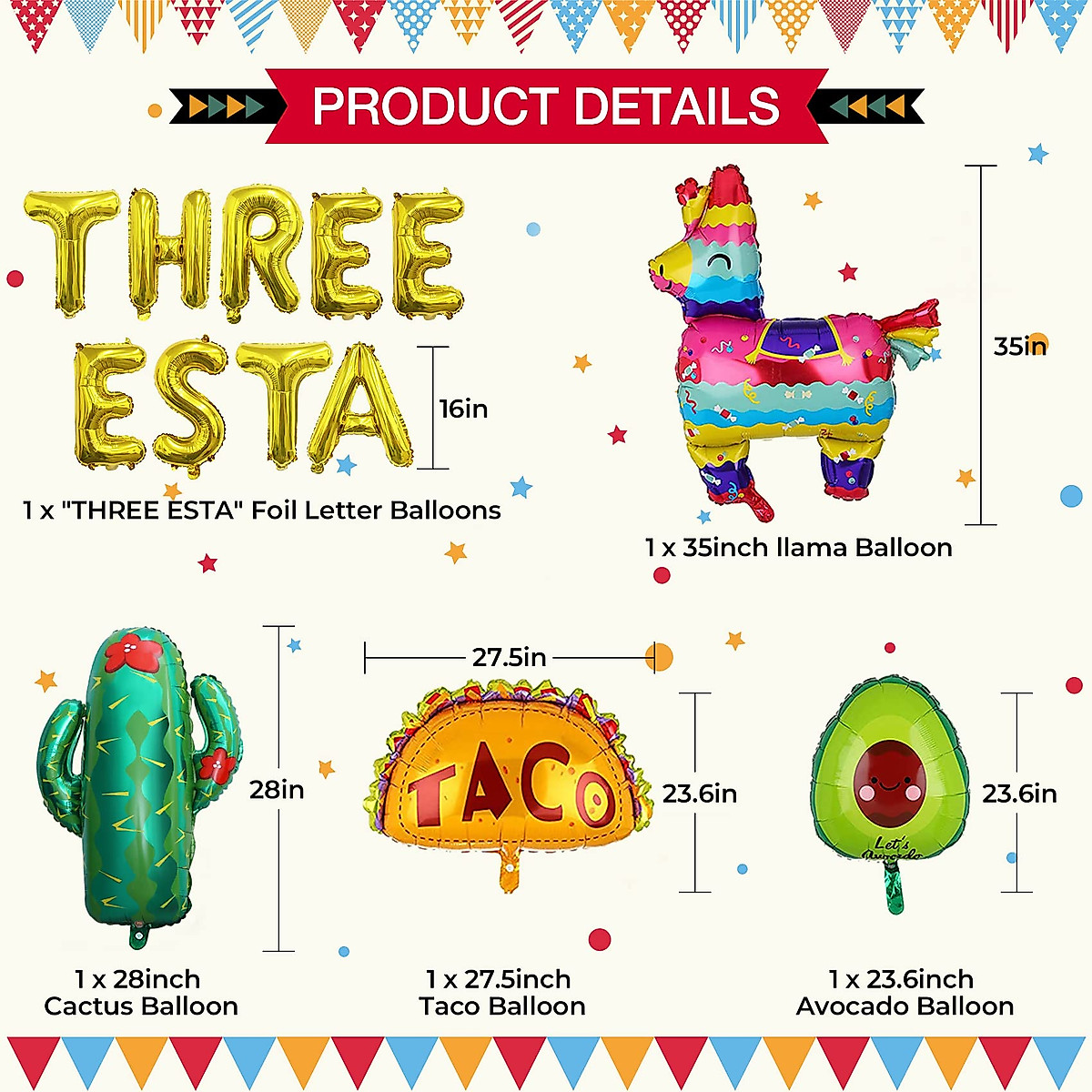 Three Esta Birthday Decorations Mexican Third Birthday Party Decoration 3rd Birthday Decorations Three Birthday Decorations Fiesta Birthday Party Decoration Cinco De Mayo Mexican Taco Party Decoration