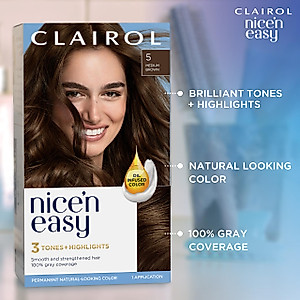 Clairol Nice'n Easy Permanent Hair Dye, 4G Dark Golden Brown Hair Color, Pack of 1
