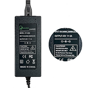 42V 2A Charger 5 Plugs for 36V Lithium Battery Charger, Pack DC 5.5 * 2.1 /DC 5.5 * 2.5mm/ 8mm 3 Prong/ 8mm RCA/ 3-Pin Male XLR Connector