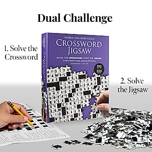 Dual Challenge Crossword Jigsaw Puzzle 3rd Edition - 550 Piece Board Game for Adults Families - Educational Interactive Brain Building