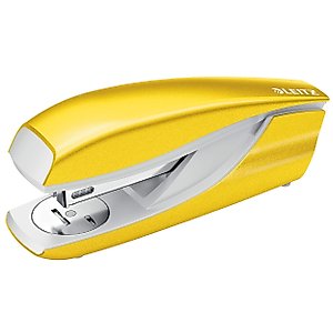 Leitz Stapler, 30 Sheet Capacity, Ergonomic Metal Body, Includes Staples, Wow Range, 55022016 - Yellow