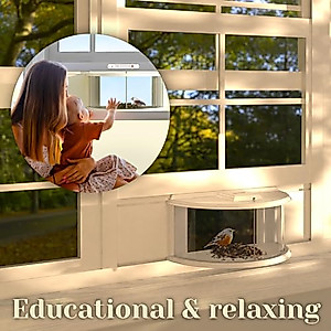 Skybox Window Bird Feeder Inside House - 180 Clear View of Birds Feeding - Bird Box Fits Windows 30-41 inches - Including Rain Cover Slide