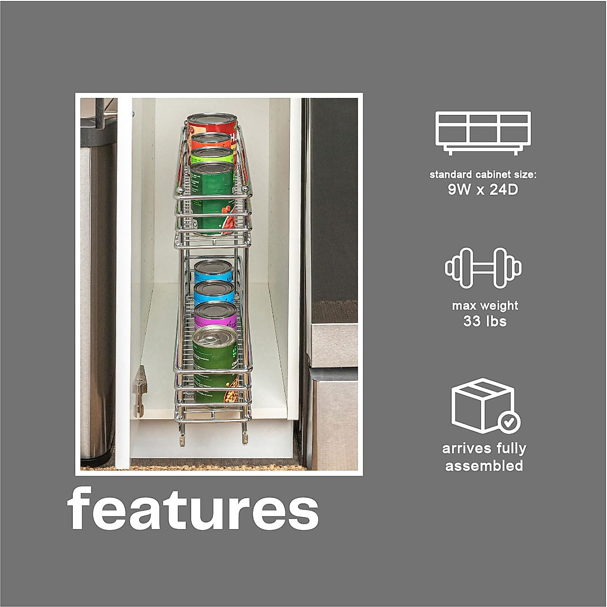 Household Essentials Glidez Narrow Sliding Organizer, 5", Chrome