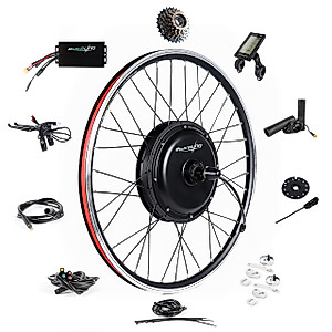 EBIKELING Waterproof Ebike Conversion Kit for Electric Bike 26" Front or Rear Wheel Electric Bicycle Hub Motor Kit, 1500W, Rear/LCD/Thumb