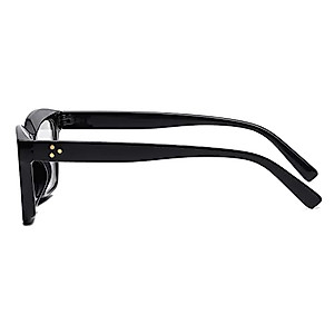 NIDOVIX Reading Glasses for Women Men, Blue Light Blocking Lens Fashion Square Frame Eyeglasses Magnifier 0.0 (Black)