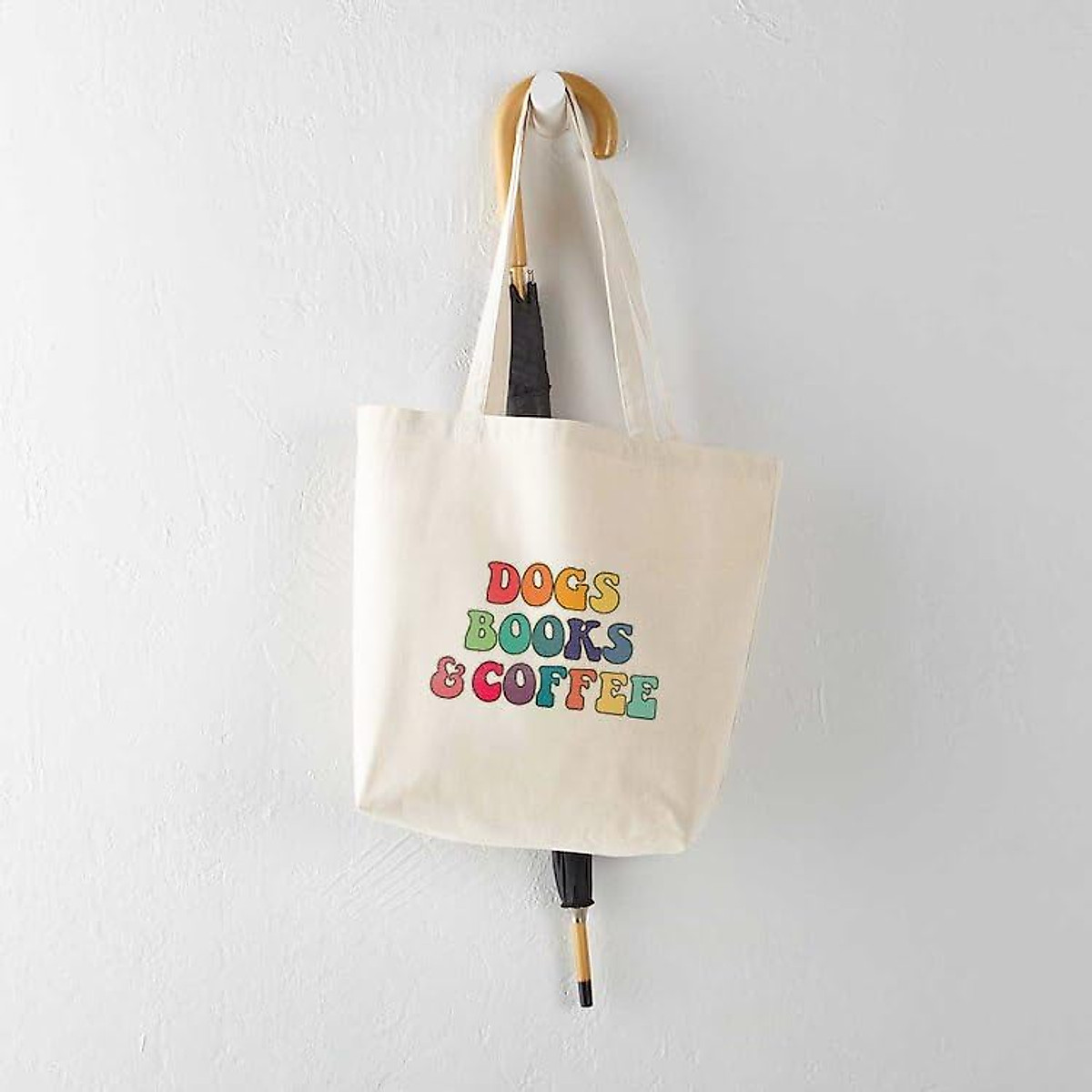 CafePress Dogs, Books And Coffee Tote Bag Canvas Tote Shopping Bag