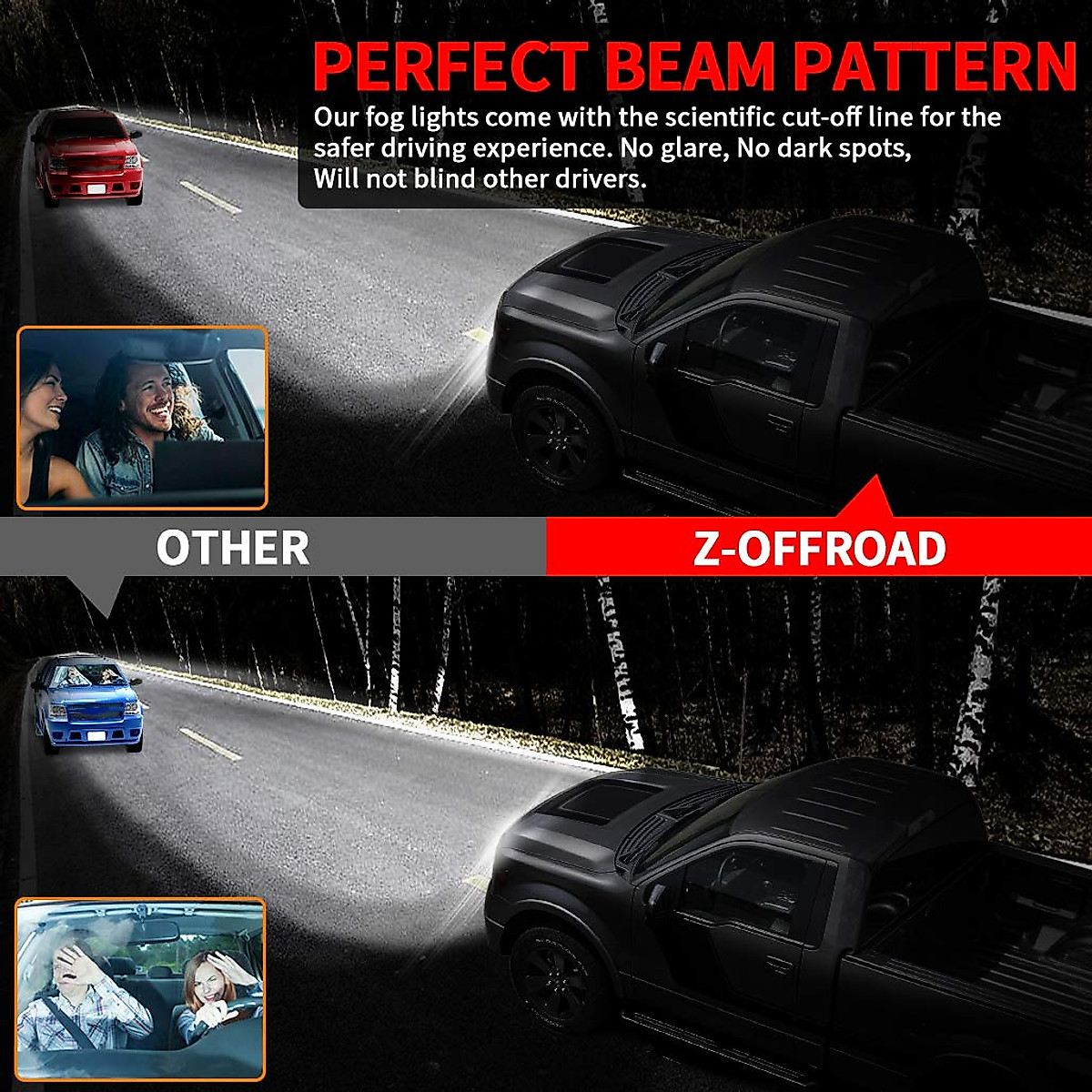 Z-OFFROAD DOT Approved LED Fog Lights for 2006-2014 Ford F150 2006 2007 2008 2009 2010 2011 2012 2013 2014 F150, Bumper Driving Lamp Set Assembly Kit - Black